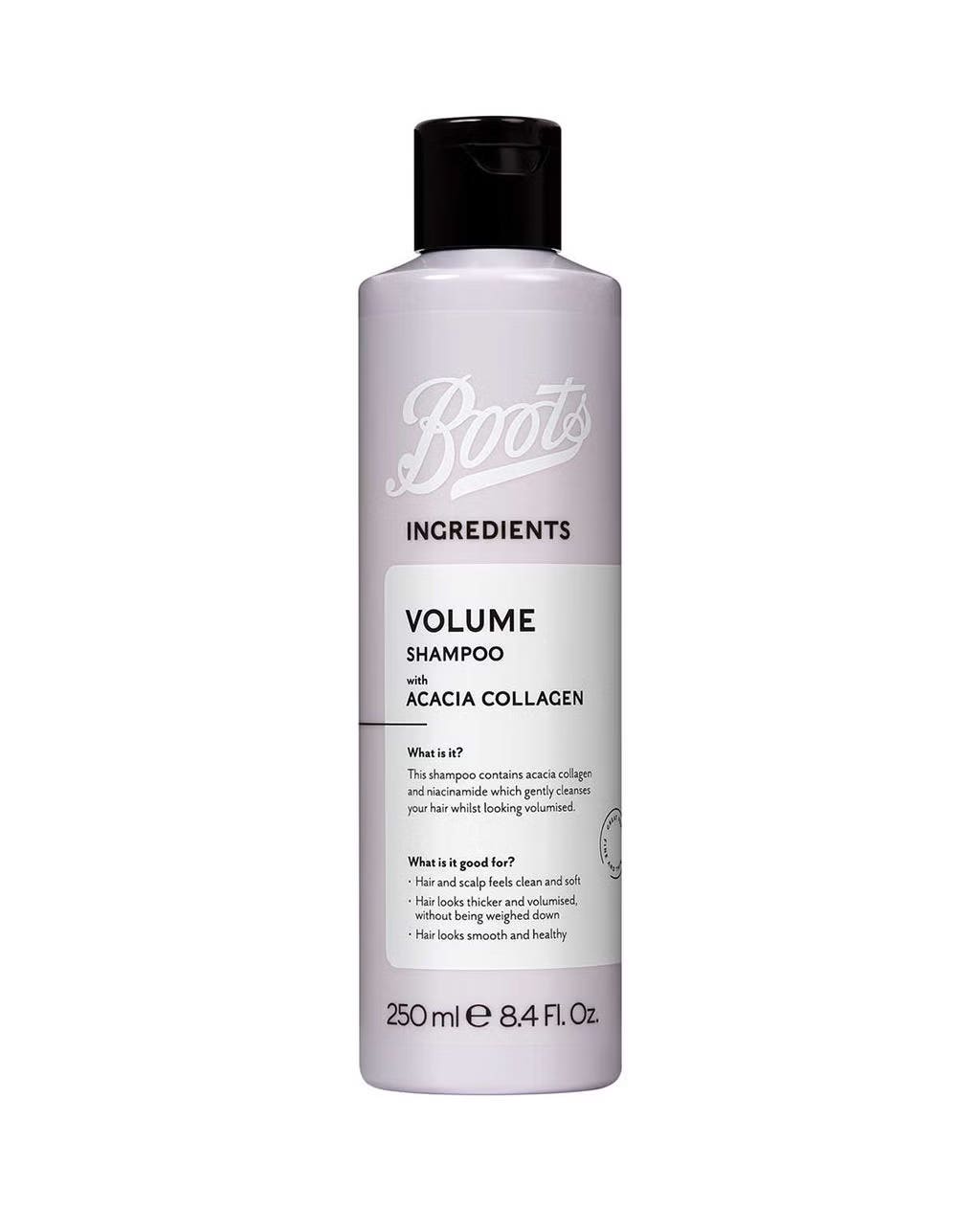 Boots Ingredients Volume Shampoo With Acacia Collagen 250ml | Boots ...
